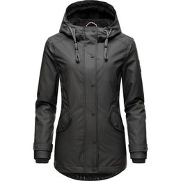 Navahoo Regenjacke Lindraa stylische wasserdichte Outdoorjacke mit Teddyfell, schwarz