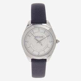 TK Maxx Silberfarben-dunkelblaue Armbanduhr mit Lederband