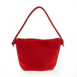 TK Maxx Rote Schultertasche aus Leder mit gewebter Oberfläche