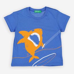 TK Maxx Blaues T-Shirt mit orangefarbenem Surferhai