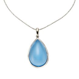 JAMELLI Anh&auml;nger mit Kette 925 Silber rhodiniert Quarz blau (beh.)