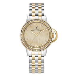Jacques du Manoir Damen Armbanduhr Grace Edelstahl gold platiert Quartz Perlmutt JWL02506