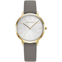 JULIE JULSEN Damenuhr Edelstahl goldfarben Lederband taupe Basic Line