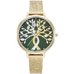 JULIE JULSEN Damenuhr Edelstahl goldfarben Tree of Love gold emerald