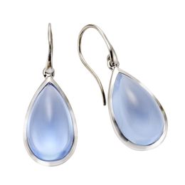 JAMELLI Ohrringe Silber 925 rhodiniert 34mm lang mit blauen Quarzen (beh.)