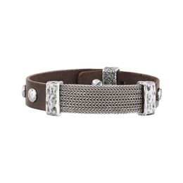 Seven-24 Armband Edelstahl mit braunem Leder