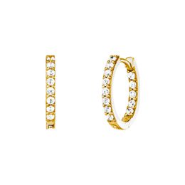 JULIE JULSEN Klappcreolen 925/- Sterling Silber vergoldet Zirkonia 15mm