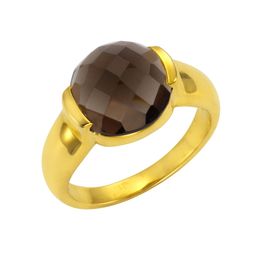 JAMELLI Ring 925 Silber vergoldet Rauchquarz 12mm