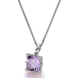OROLINO Halskette Gold 585 mit 4 nat&uuml;rlichen Brillanten zus. 0,04ct. und echtem Amethyst