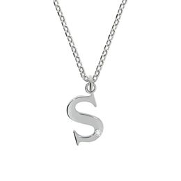 Diamonds by Ellen K. Anhänger mit Kette 925/- Sterling Silber Diamant 0,008ct. Buchstabe S