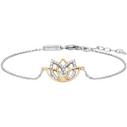 JULIE JULSEN Armband 925 Silber rhodiniert teils vergoldet Lotusbl&uuml;te Zirkonia