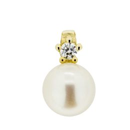 OROLINO Anh&auml;nger 585 Gold mit Brillant 0,03ct. + Perle 6,5-7mm
