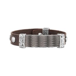 Seven-24 Armband Edelstahl mit braunem Leder