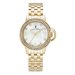 Jacques du Manoir Damen Armbanduhr Grace Edelstahl gold platiert Quartz Perlmutt JWL02508