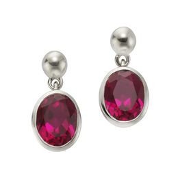 JAMELLI Ohrringe Silber 925 rhodiniert mit pinkem Quarz (beh.)