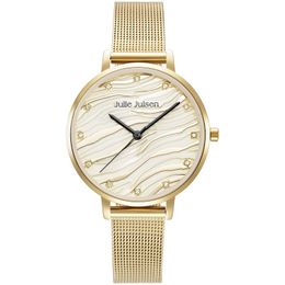 JULIE JULSEN Damenuhr Edelstahl goldfarben Ziffernblatt champagner Wellendesign
