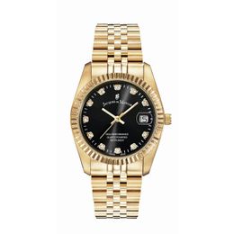 Jacques du Manoir Damen Armbanduhr Inspiration Edelstahl Gold platiert Quartz NRO.21
