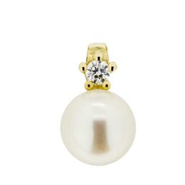 OROLINO Anh&auml;nger 585 Gold mit Brillant 0,03ct. + Perle wei&szlig; 5,5-6mm