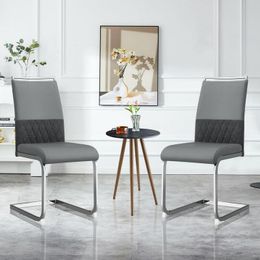 Set mit 2 modernen Esszimmerstühlen, PU-Kunstleder, Grau, 42 x 45 x 95 cm