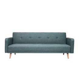 Miliboo Skandinavisches Sofa 3-Sitzer aus graugrünem Stoff und hellem Holz ULLA - Blaugrau