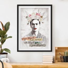 MICASIA - Bild mit Rahmen - Frida Kahlo - Zitat Größe HxB: 24cm x 18cm, Rahmen: Schwarz