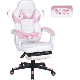 Puluomis - Gaming Stuhl mit Massage und Fußstütze, Bürostuhl Chefsessel Schreibtischstuhl Racing Stuhl ergonomisch Sportsitz Gamingstuhl