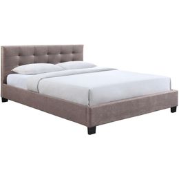 Miliboo Bett 160 x 200 Stoff Beige gepolstert marquise - Kamel