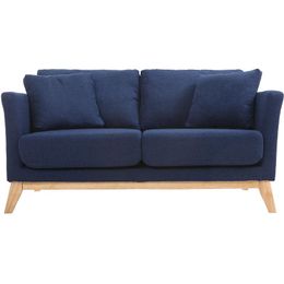 Miliboo Sofa skandinavisch 2 Plätze Dunkelblau und helle Holzbeine oslo - Marineblau