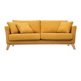 Miliboo - oslo Skandinavisches 3-Sitzer-Sofa mit abnehmbarem Bezug in Senfsamteffekt oslo - Gelb