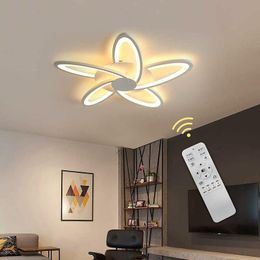 Dimmbare 30W LED-Deckenlampe mit Fernbedienung Weiße Beleuchtung 3000K-6500K Kreatives Design Acrylic Blütenblätter Ideal für Schlafzimmer,