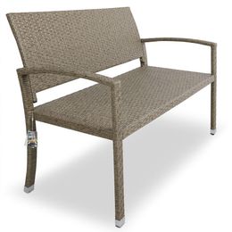 Casaria® Gartenbank Polyrattan 2er 122 x 90 x 55cm creme