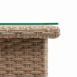 Casaria® Gartentisch Beistelltisch Polyrattan 50x50x45 cm creme