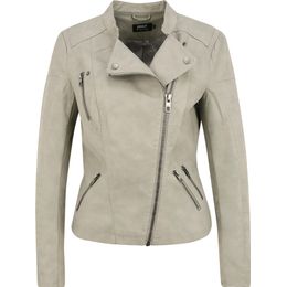 Only® Bikerjacke, Reverskragen, asymmetrischer Reißverschluss, für Damen, grau, 34