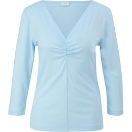 s.Oliver BLACK LABEL Shirt, 3/4 Arm, V-Ausschnitt, für Damen, blau, 40