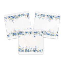 buttinette Canvas-Coupon Bordüre "Blaue Blumen", weiß/blau