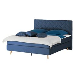 SKAGEN BEDS Boxspringbett Weave - blau - Materialmix - 180 cm - 122 cm - Möbel Kraft