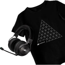 Corsair VIRTUOSO RGB WIRELESS XT + gratis T-Shirt Gaming-Headset (Mikrofon abnehmbar, A2DP Bluetooth, HFP, HSP), schwarz