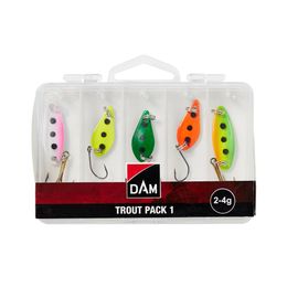 DAM Fishing Kunstköder Trout Pack 1 Set incl. Box 5 Stück 2-4g Spoons Blinker Forelle Barsch