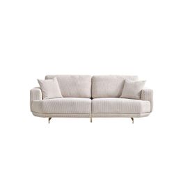 JVmoebel 3-Sitzer Weiß Textil 3-Sitzer Wohnzimmer Polster Sofa 3-er Wohnzimmer Couch