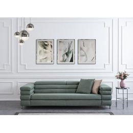 JVmoebel 4-Sitzer Grünes Wohnzimmer Sofa Holzgestell Designer 4-Sitzer Textil Couch