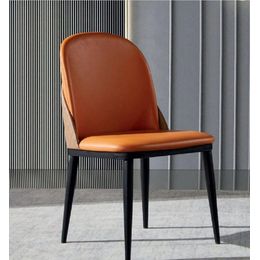 JVmoebel Esszimmerstuhl Oranger Stuhl Esszimmer Möbel Designer Einsitzer Holz Textil (1 St)