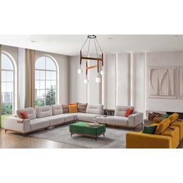 JVmoebel Wohnzimmer-Set Designer Wohnzimmer Ecksofa Luxus L-Form Couch Polster Hocker