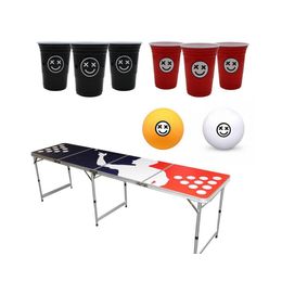 PerfectVibe Becher Liga-Bier-Pong-Tisch + 10 PerfectVibe Becher Rot + 10 Schwarz+8 Bälle