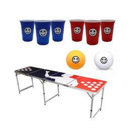 PerfectVibe Becher Liga-Bier-Pong-Tisch + 10 PerfectVibe Becher Rot + 10 Blau + 8 Bälle