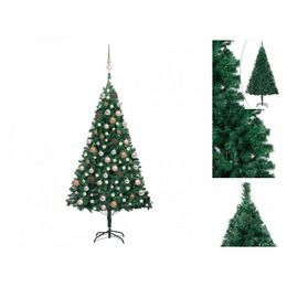 vidaXL Künstlicher Weihnachtsbaum Künstlicher Weihnachtsbaum mit LEDs Kugeln Grün 150 cm PVC