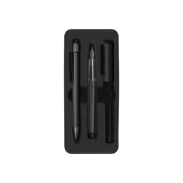 Faber-Castell Druckkugelschreiber Hexo Set: Füller M und Kugelschreiber schwarz matt