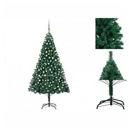 vidaXL Künstlicher Weihnachtsbaum Künstlicher Weihnachtsbaum mit LEDs Kugeln Grün 210cm PVC