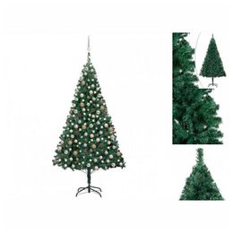 vidaXL Künstlicher Weihnachtsbaum Künstlicher Weihnachtsbaum mit LEDs Kugeln Grün 210cm PVC