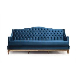 JVmoebel 3-Sitzer Blauer Chesterfield Dreisitzer Relax Lounge Sofa Wohnzimmer 3-Sitzer