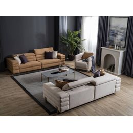JVmoebel Wohnzimmer-Set Braun-Weiß Wohnzimmer Couchgarnitur 4+3+1 Sitzer Polstermöbel